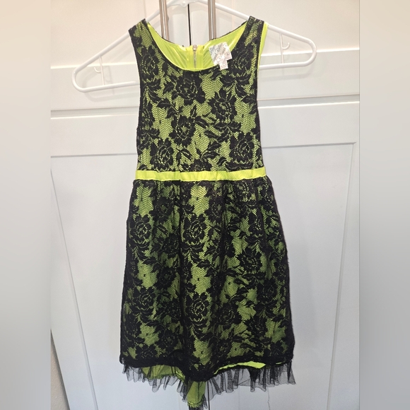 Disney | Dresses | Disney D Signed Electric Green Black Lace Overlay ...